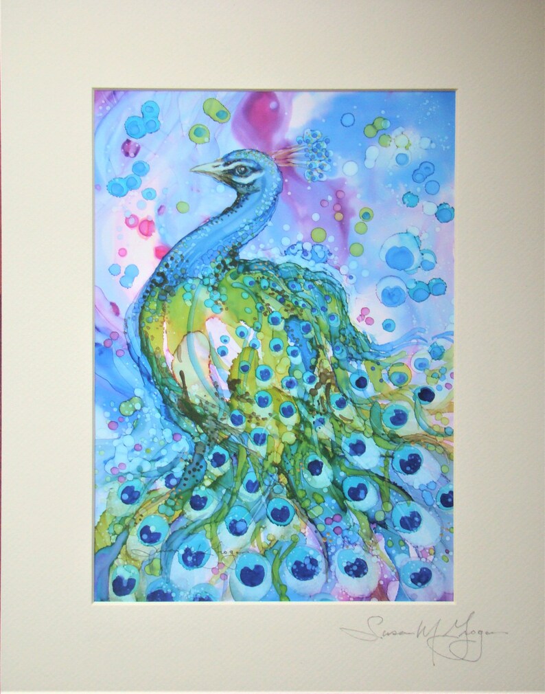 Peacock Artfine Art Painting Alcohol Ink Print Fine Art - Etsy