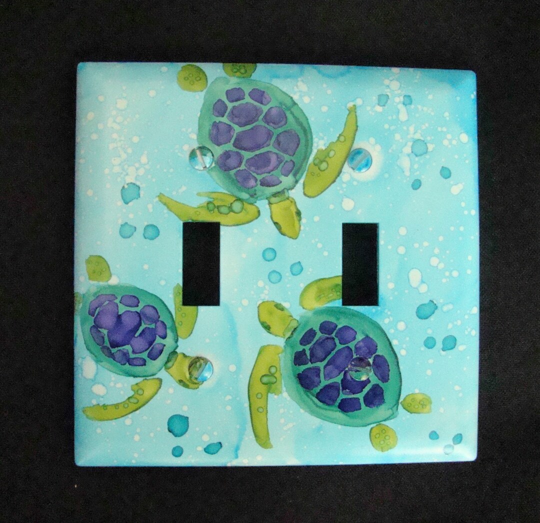 Hand Painted Sea Turtle Light Switch Plate: Alcohol Ink Art - Etsy