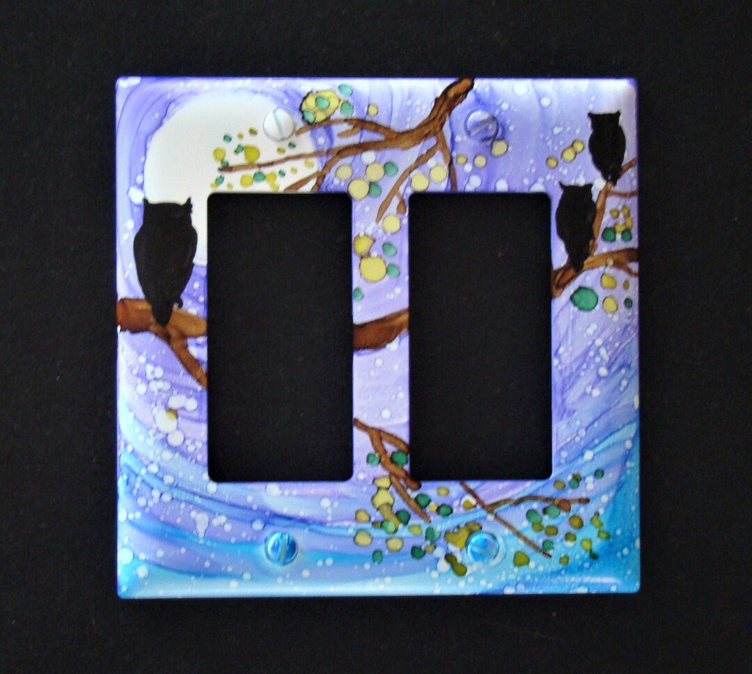Hand Painted Owl Light Switch Cover: Alcohol Ink Art - Etsy