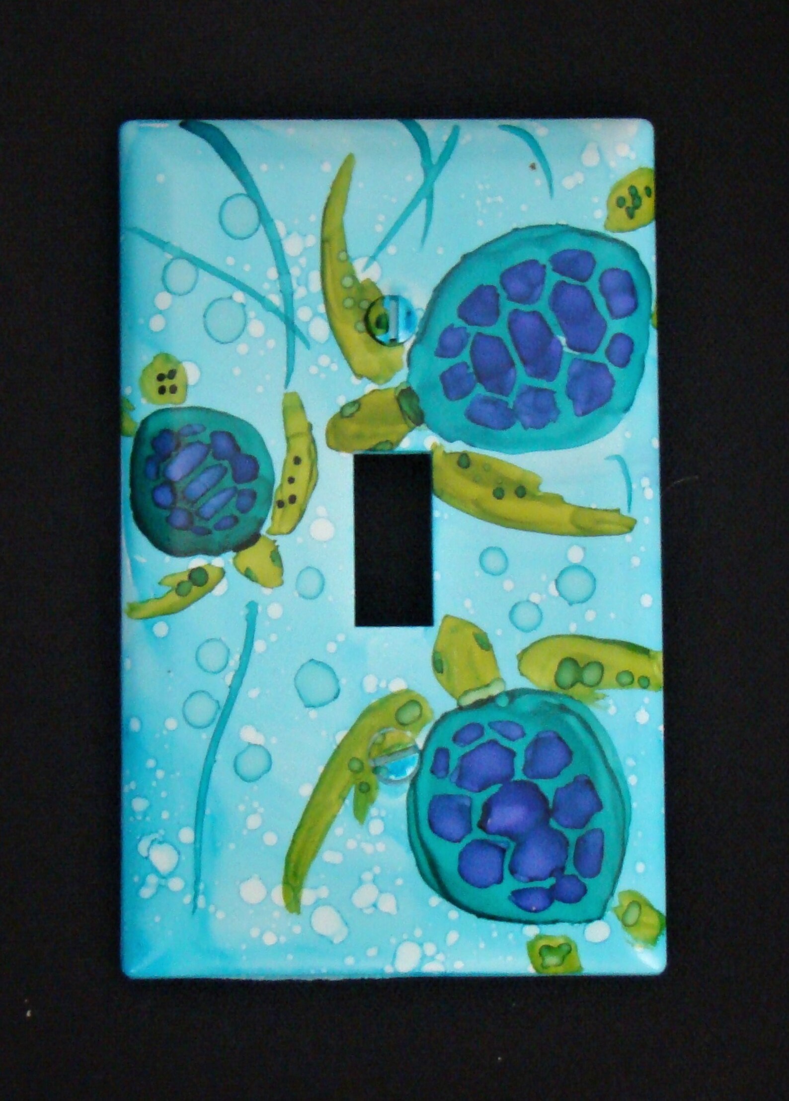 Hand Painted Sea Turtle Light Switch Plate: Alcohol Ink Art - Etsy