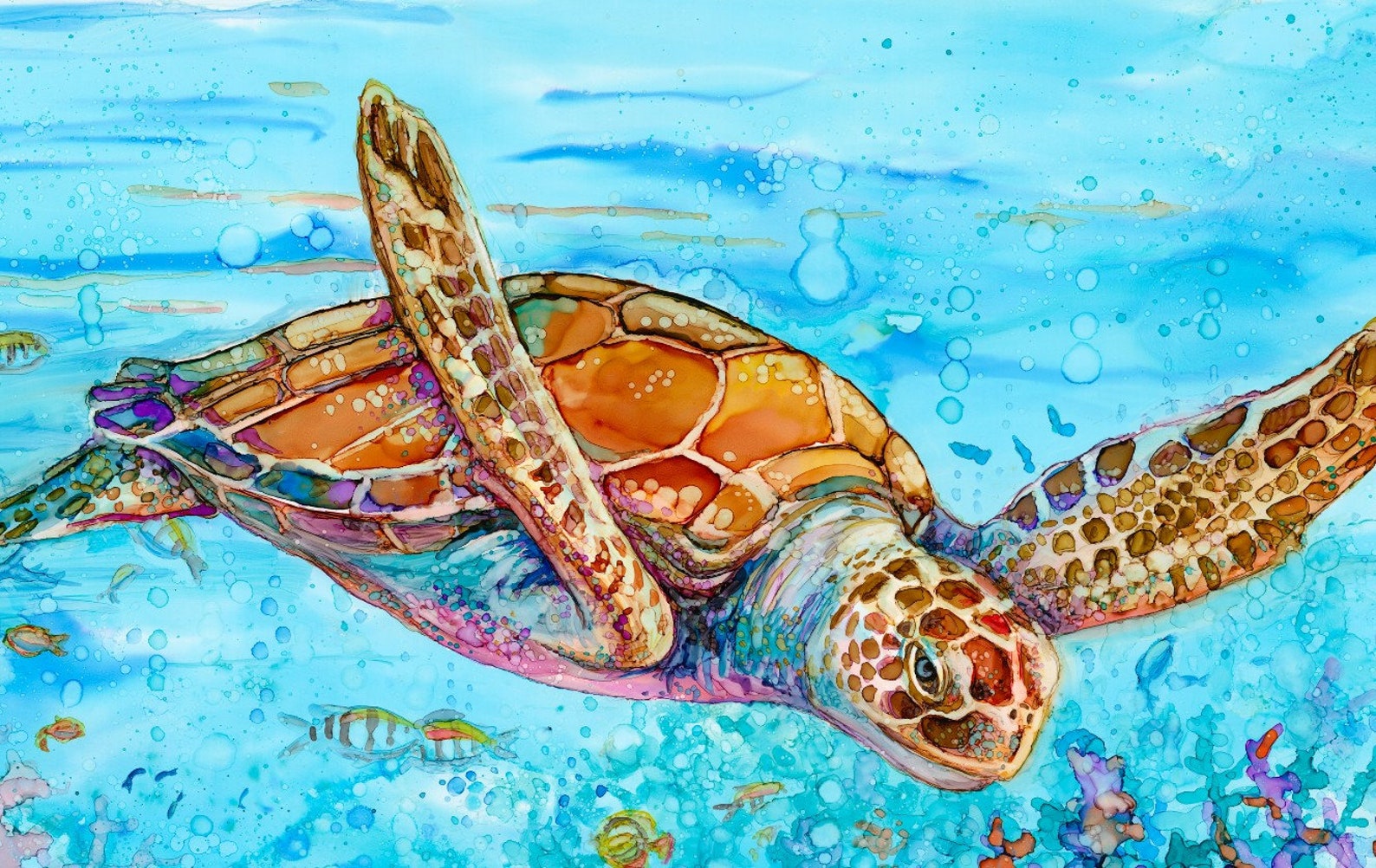 Sea Turtle Artwork Alcohol Ink Art Fine Art Print Ocean - Etsy