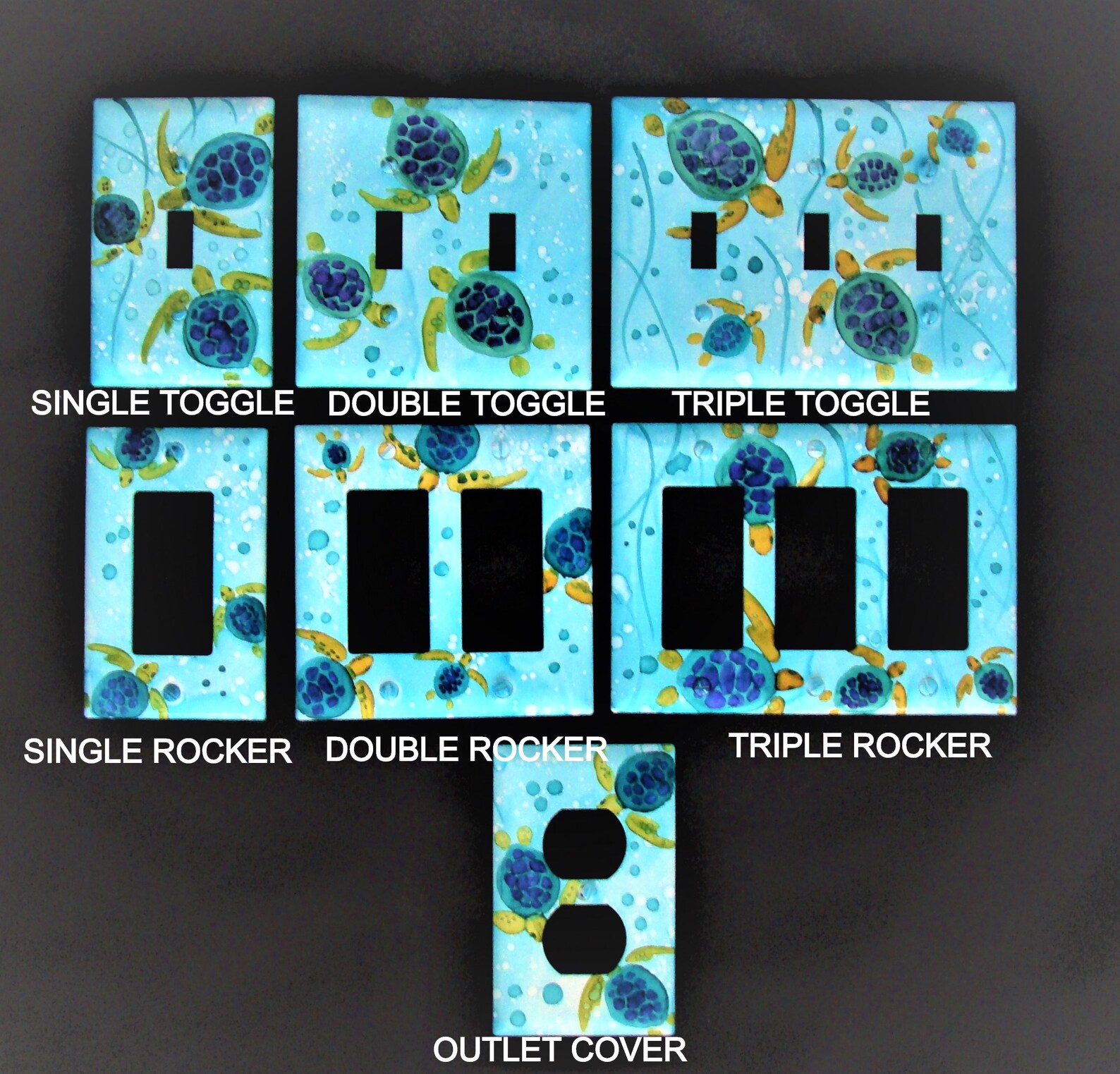 Hand Painted Sea Turtle Light Switch Plate: Alcohol Ink Art - Etsy