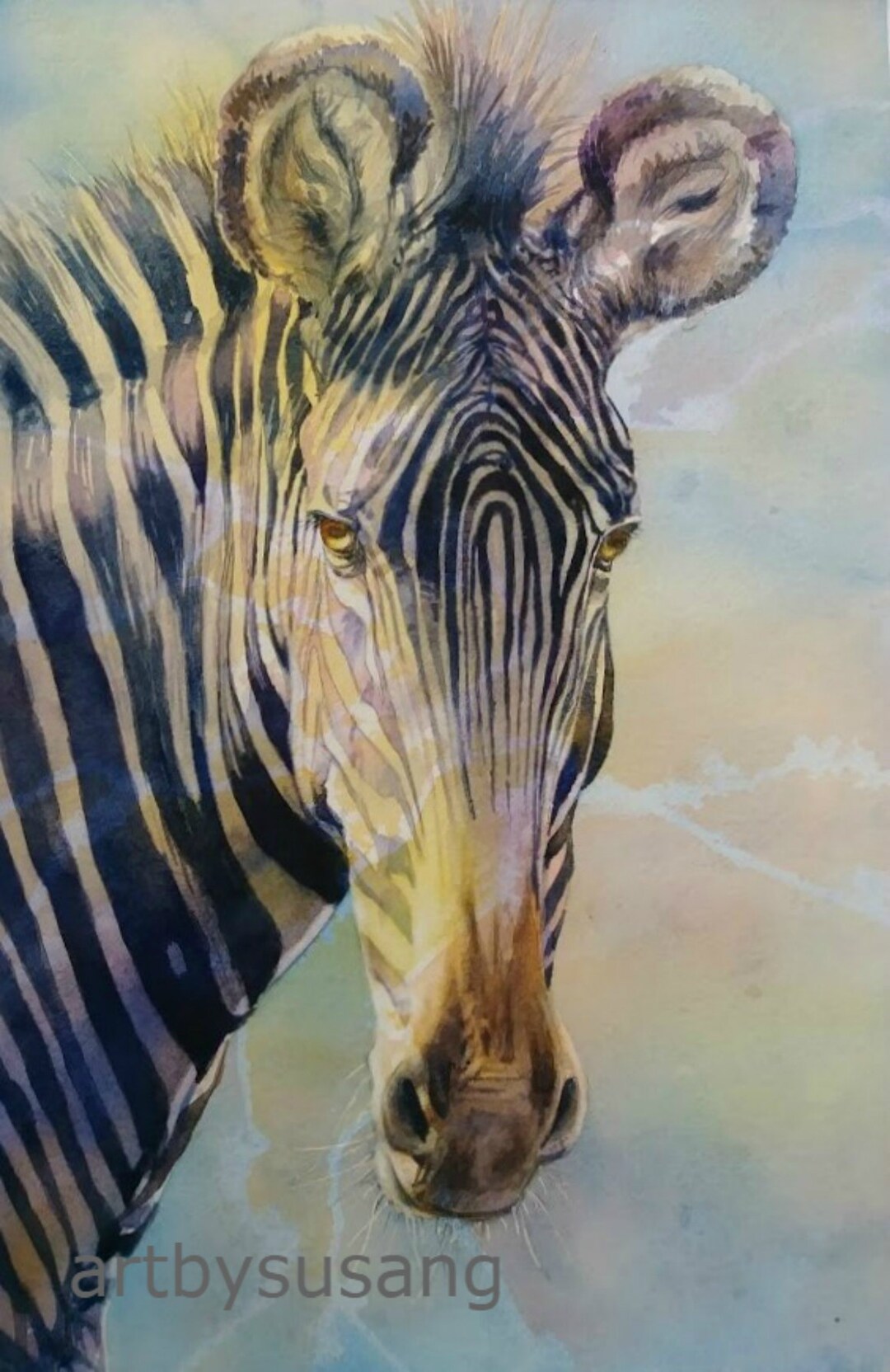 Zebra Watercolor Giclee Print: Colorful Animal Art by Susan Grogan - Etsy