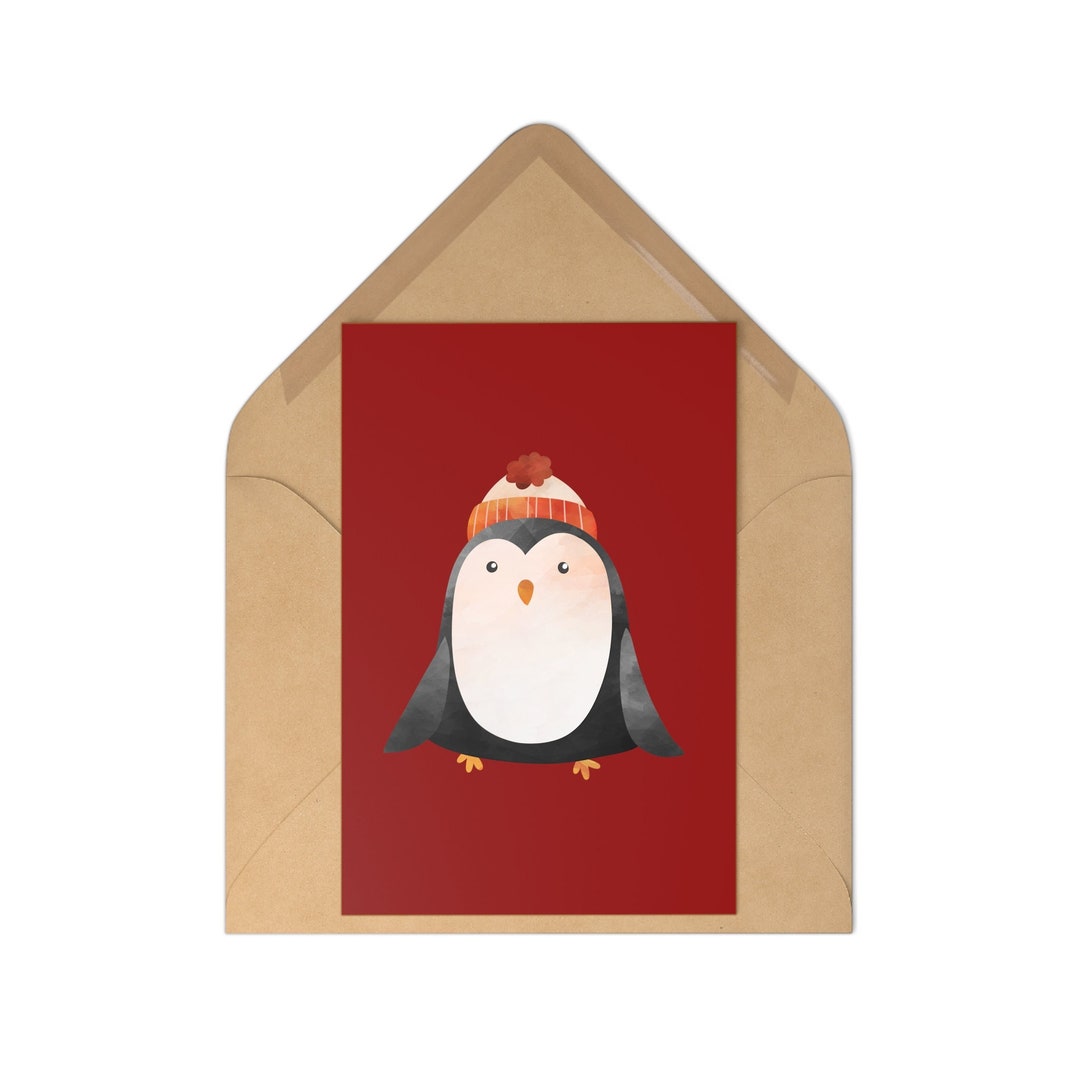 Cute Penguin Card for Kids for Penguin Lovers Christmas Card - Etsy