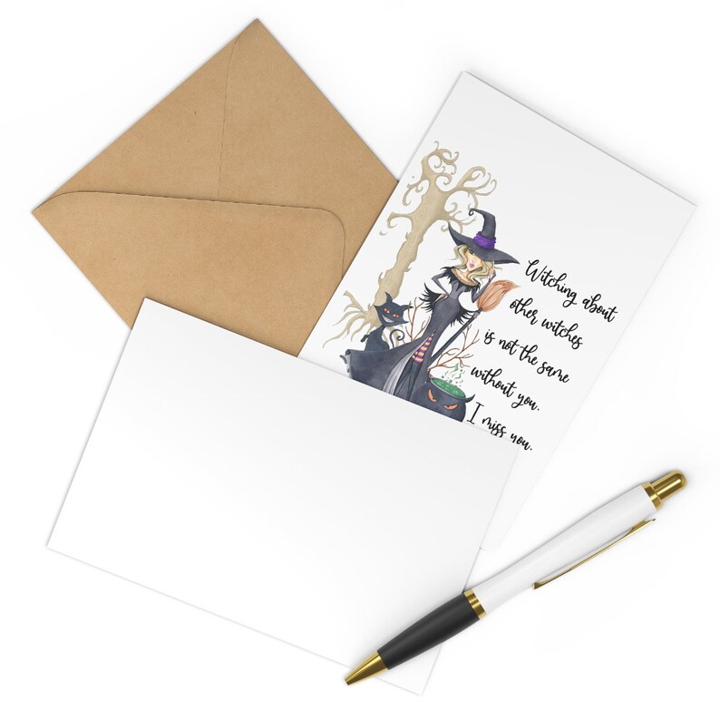 Miss You Card Witchy Card Witch Theme Long Distance Friendship - Etsy