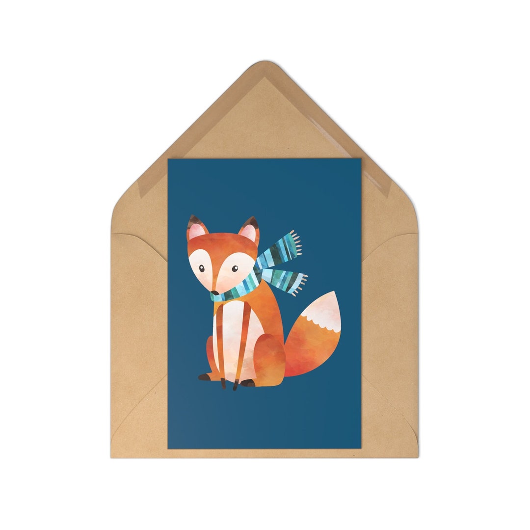 Cute Fox Card for Kids for Fox Lovers Christmas Card for - Etsy