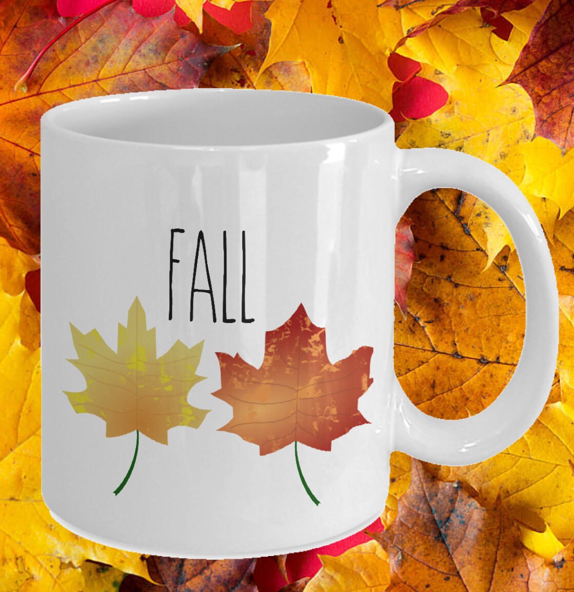 Minimalist Fall Mug With Leaves/fall Coffee Mug/fall Camping Mug/fall ...