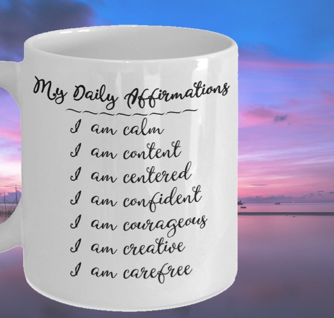 Affirmations Mug, Yoga, Yoga Gifts, Mantras, Coffee Cup, Meditation ...