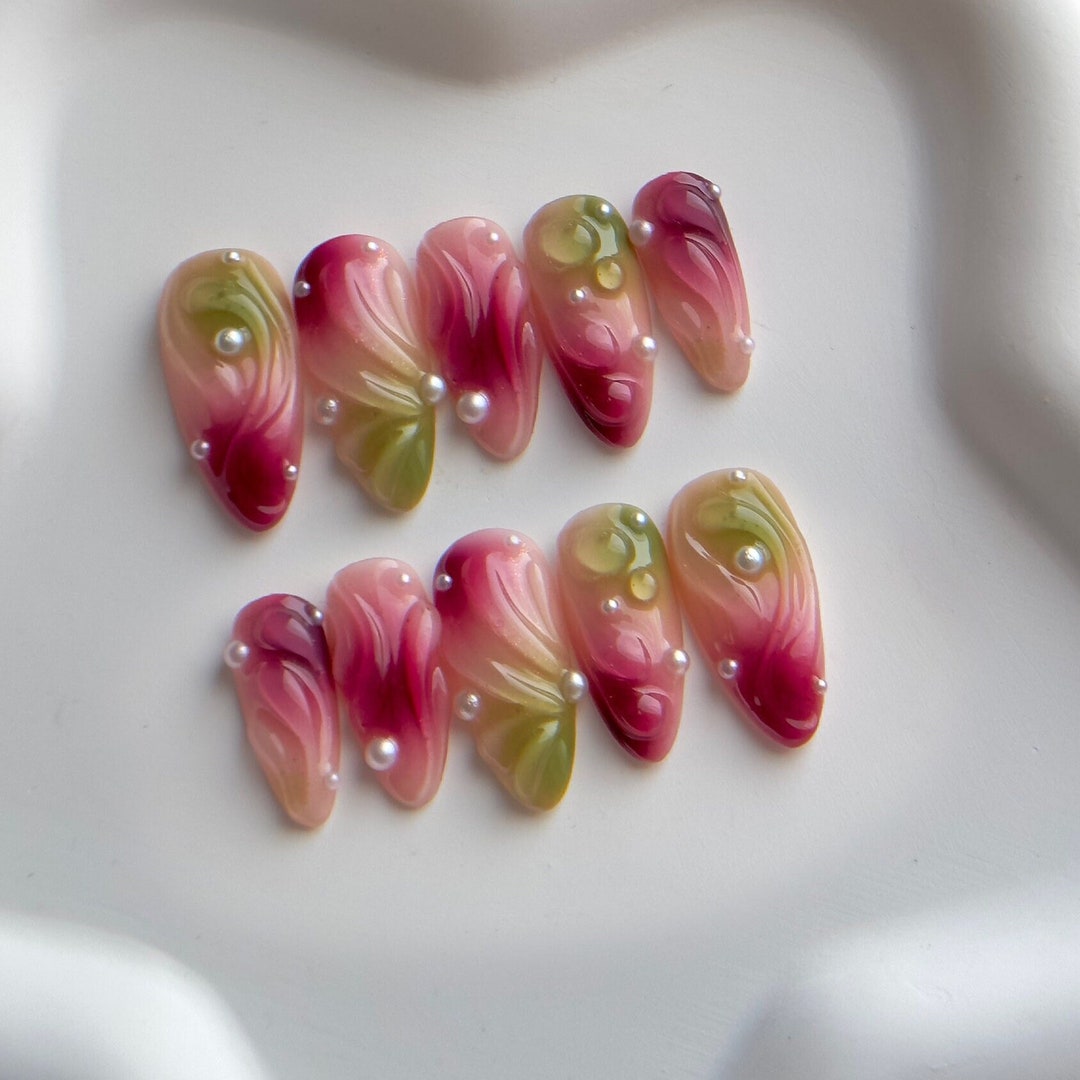 Fairycore 3D Freestyle Nails, Chrome Nails, Press on Nails, Fairycore ...