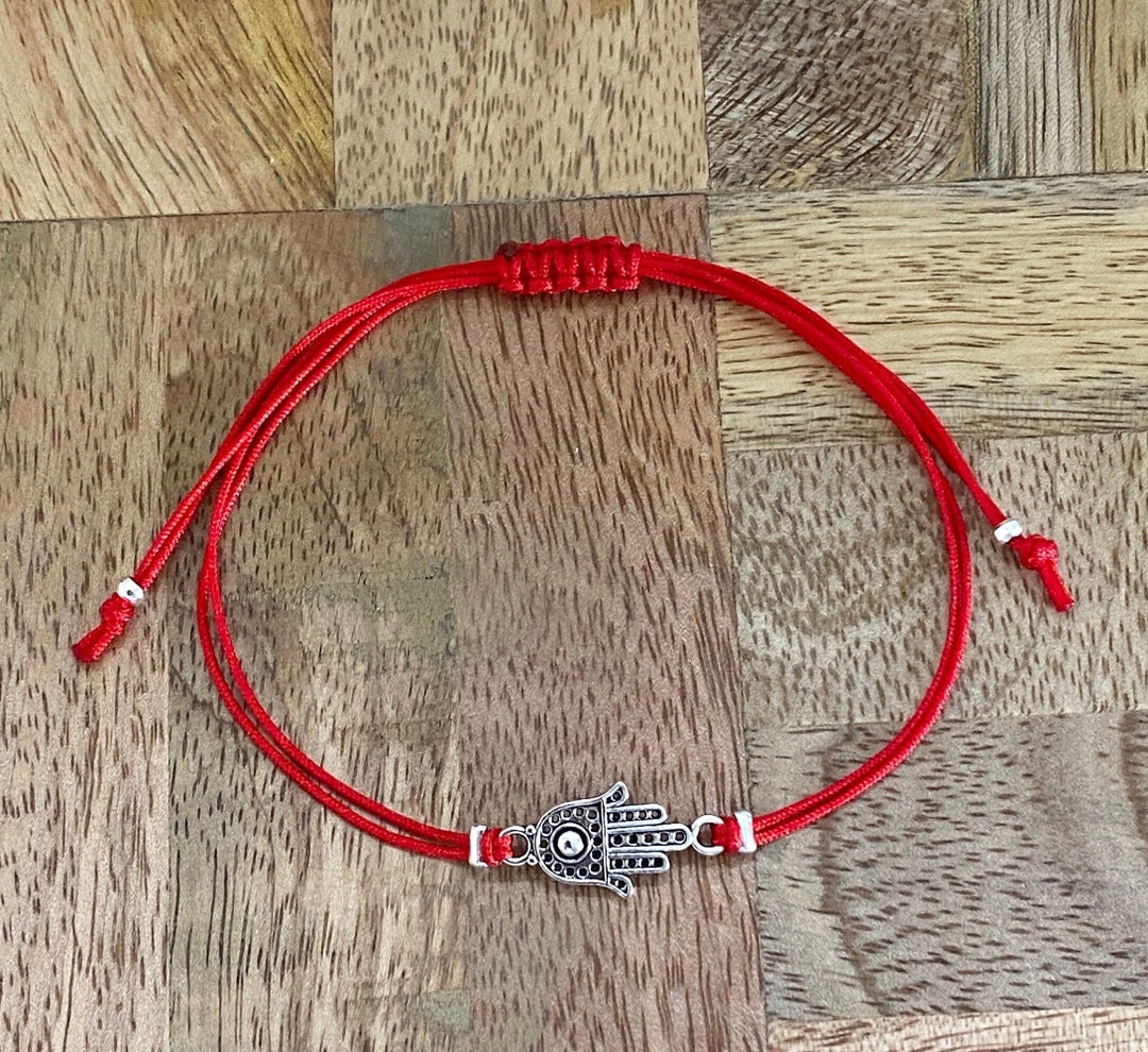 Hamsa Hand Evil Eye Adjustable Red String Bracelet, Protection Good ...