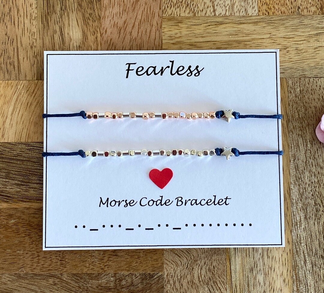 Dainty Fearless Morse Code Adjustable Bracelet With Star, Secret ...