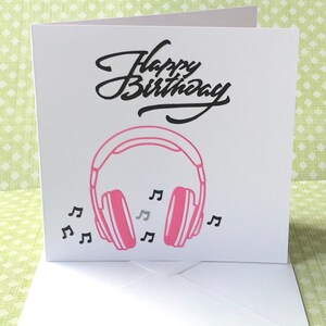 Headphone Happy Birthday Card, Personalised Card, Music Lovers ...