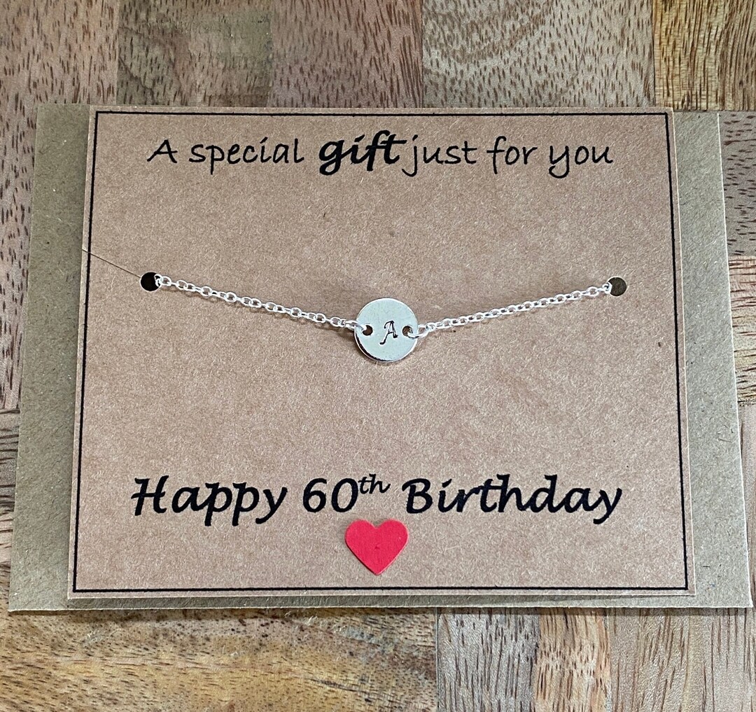 60th Birthday Initial Silver Plated Bracelet, A Special Gift Just for ...