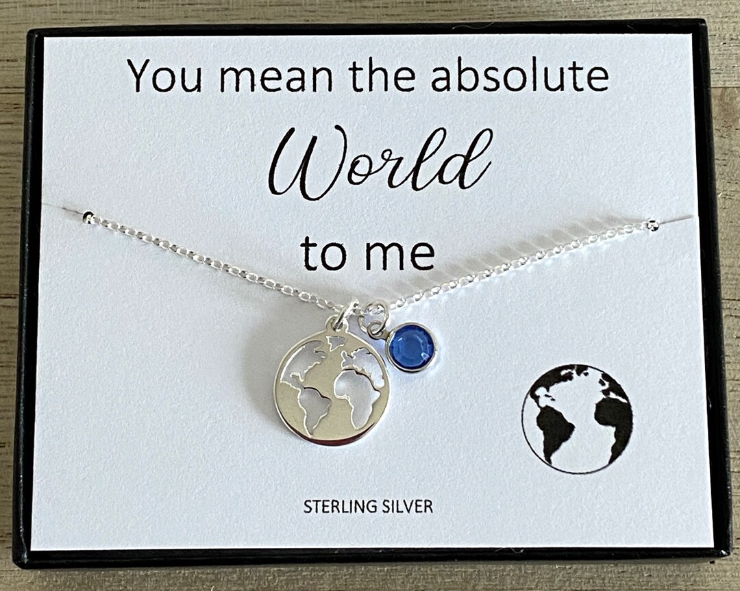 Sterling Silver Globe Necklace, You Mean the World to Me, World Map ...