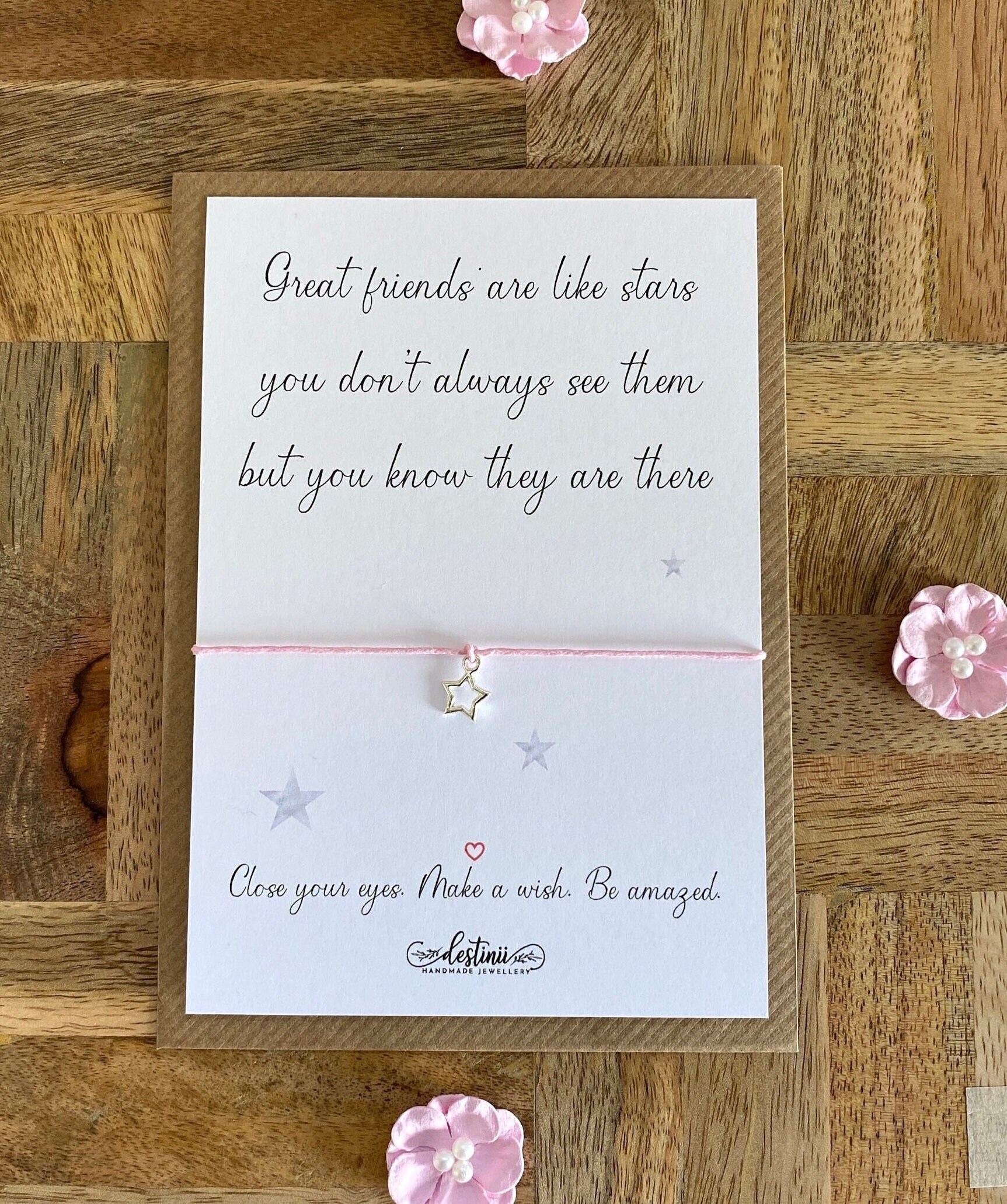 Great Friends Are Like Stars Adjustable Silver Star Cord Bracelet ...