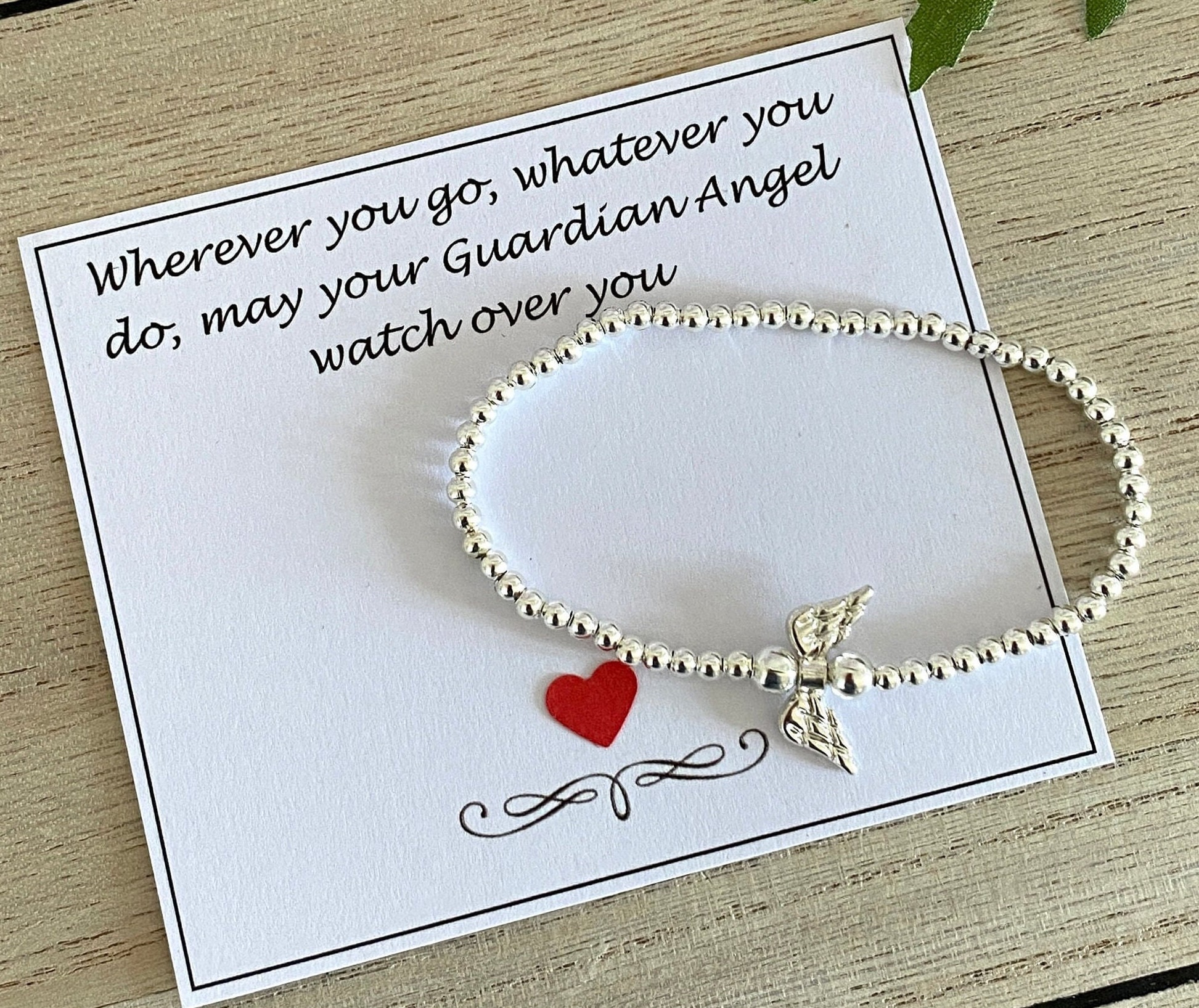 May Your Guardian Angel Watch Over You - Silver Beaded Angel Wing ...
