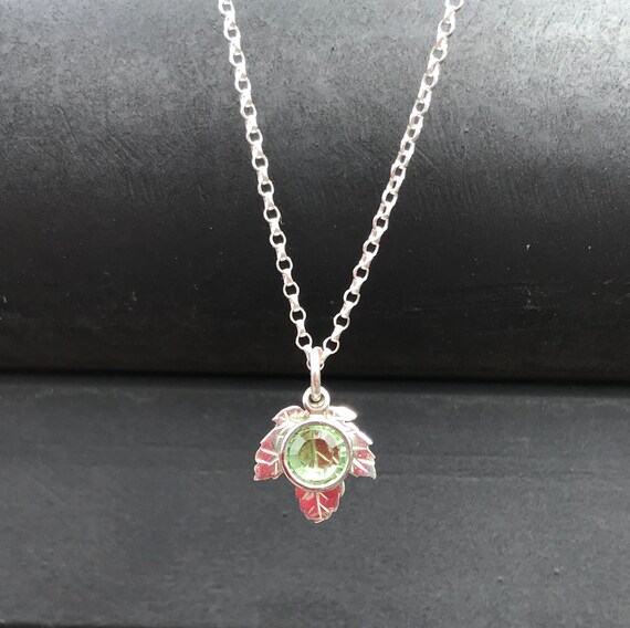 Gorgeous Sterling Silver Leaf & August Birthstone Necklace - Etsy UK