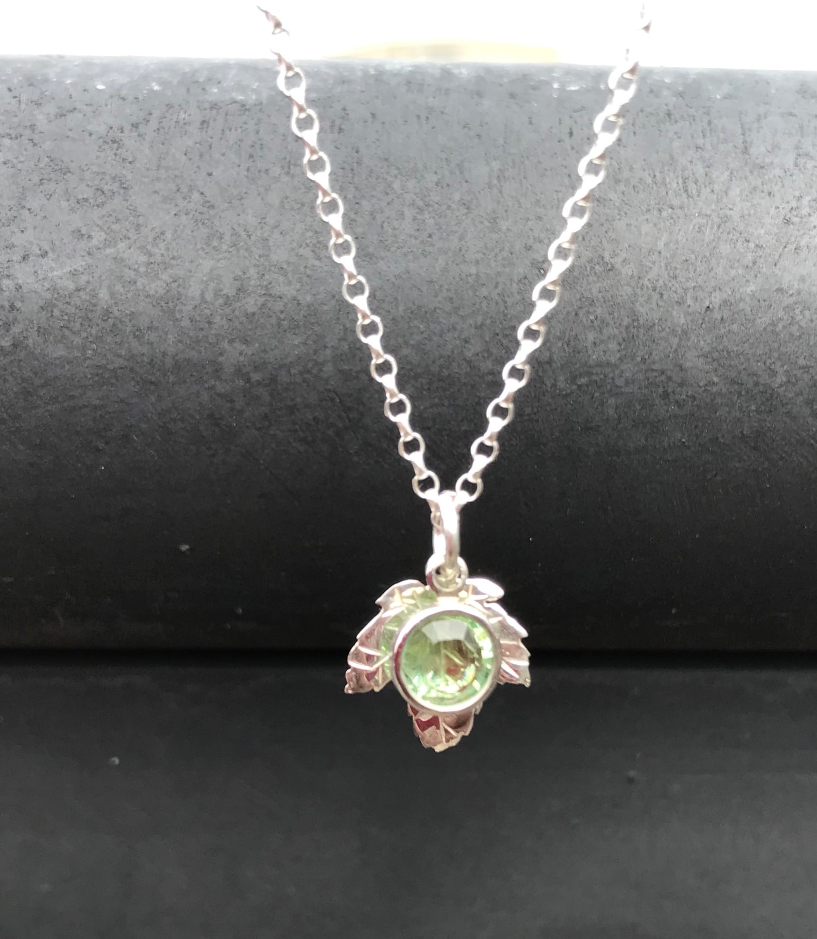 Gorgeous Sterling Silver Leaf & August Birthstone Necklace, Swarovski ...