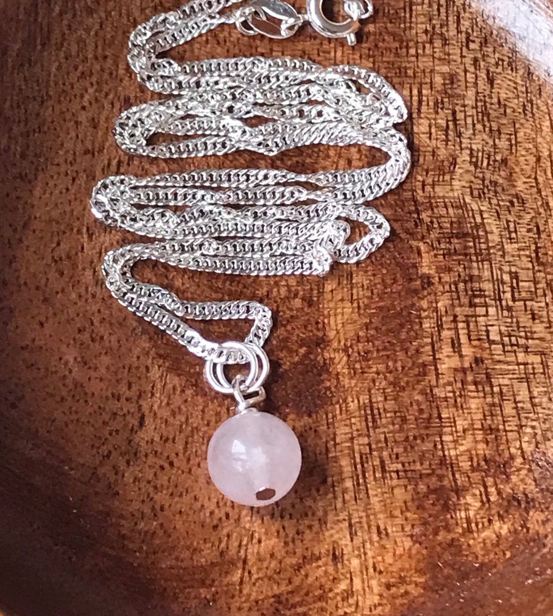 Collana di quarzo rosa, ciondolo rosa, gioielli al quarzo rosa, collana ...