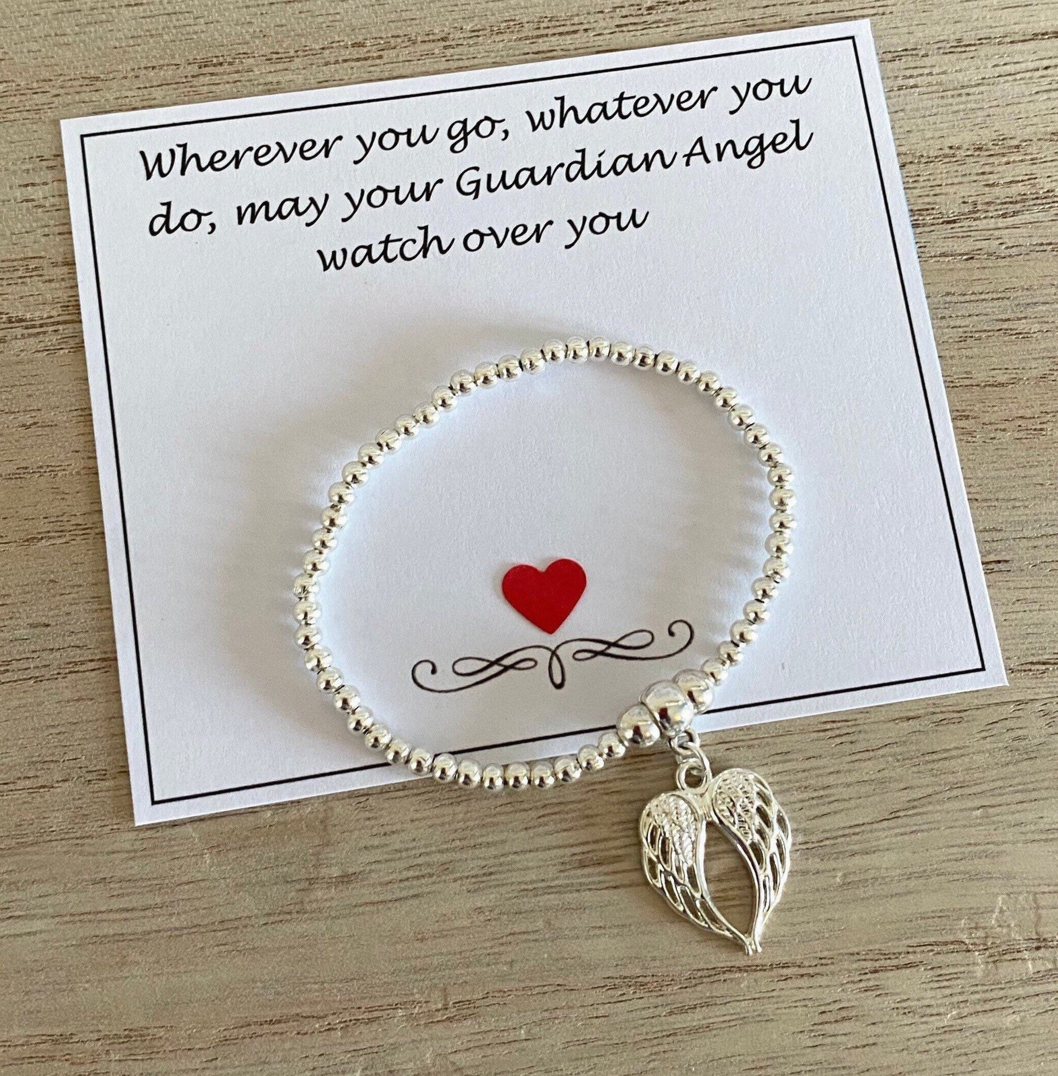 May Your Guardian Angel Watch Over You Silver Beaded Angel | Etsy