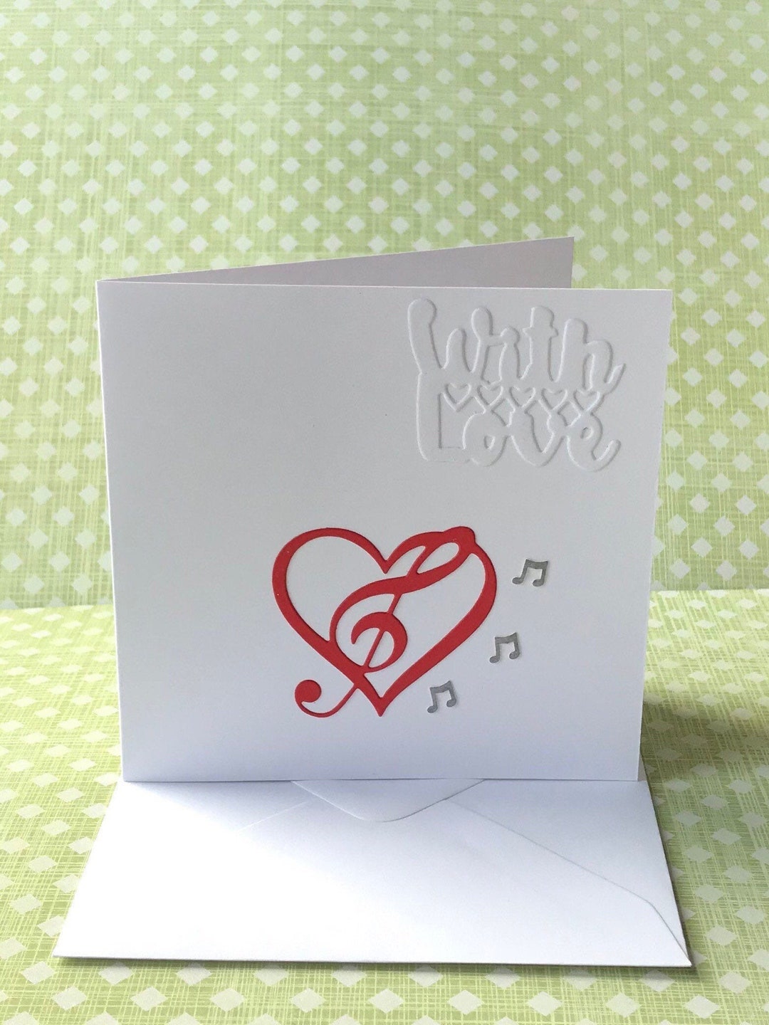 Music Clef in Heart Card, Romantic Love Card, Anniversary Card ...