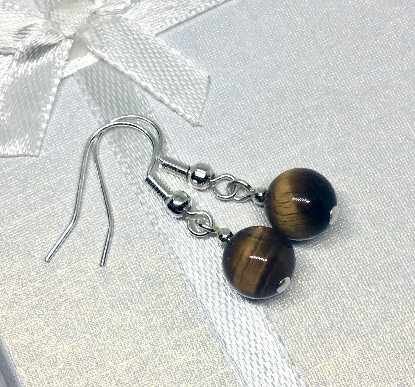 Tiger Eye Earrings 8 Mm Tiger Eye Gemstone Earrings Genuine - Etsy UK
