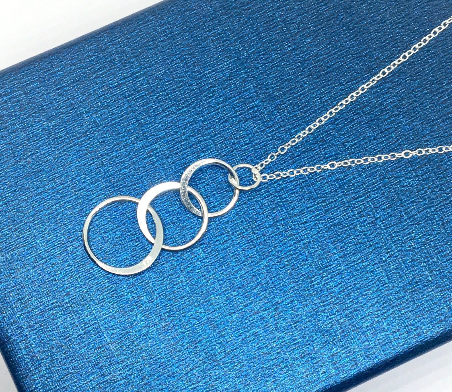 Sterling Silver Three Ring Necklace Pendant Sterling Silver - Etsy UK