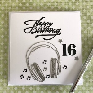 Headphone Happy Birthday Card, Personalised Card, Music Lovers ...