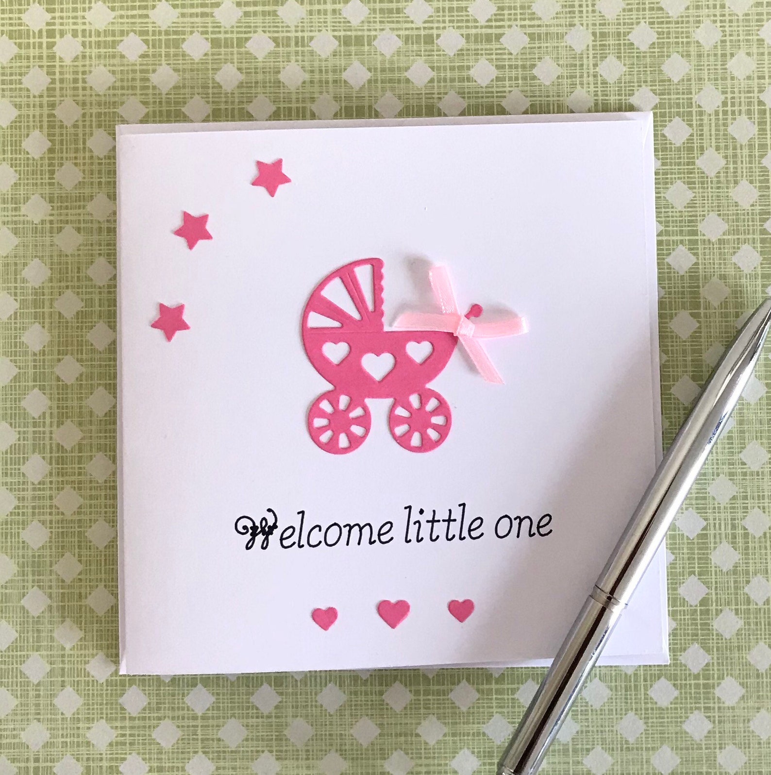 Welcome Little One Card New Baby Girl Card Baby Girl Card | Etsy