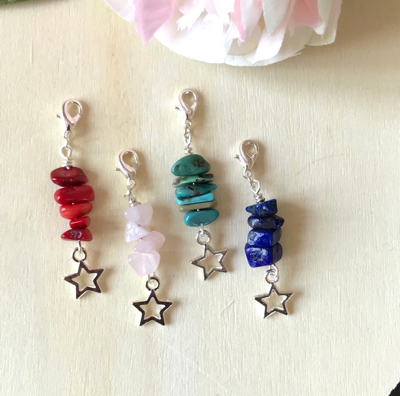 Gemstone Charm Add On, Clip on Charm, Genuine Gemstone Chips, Silver ...