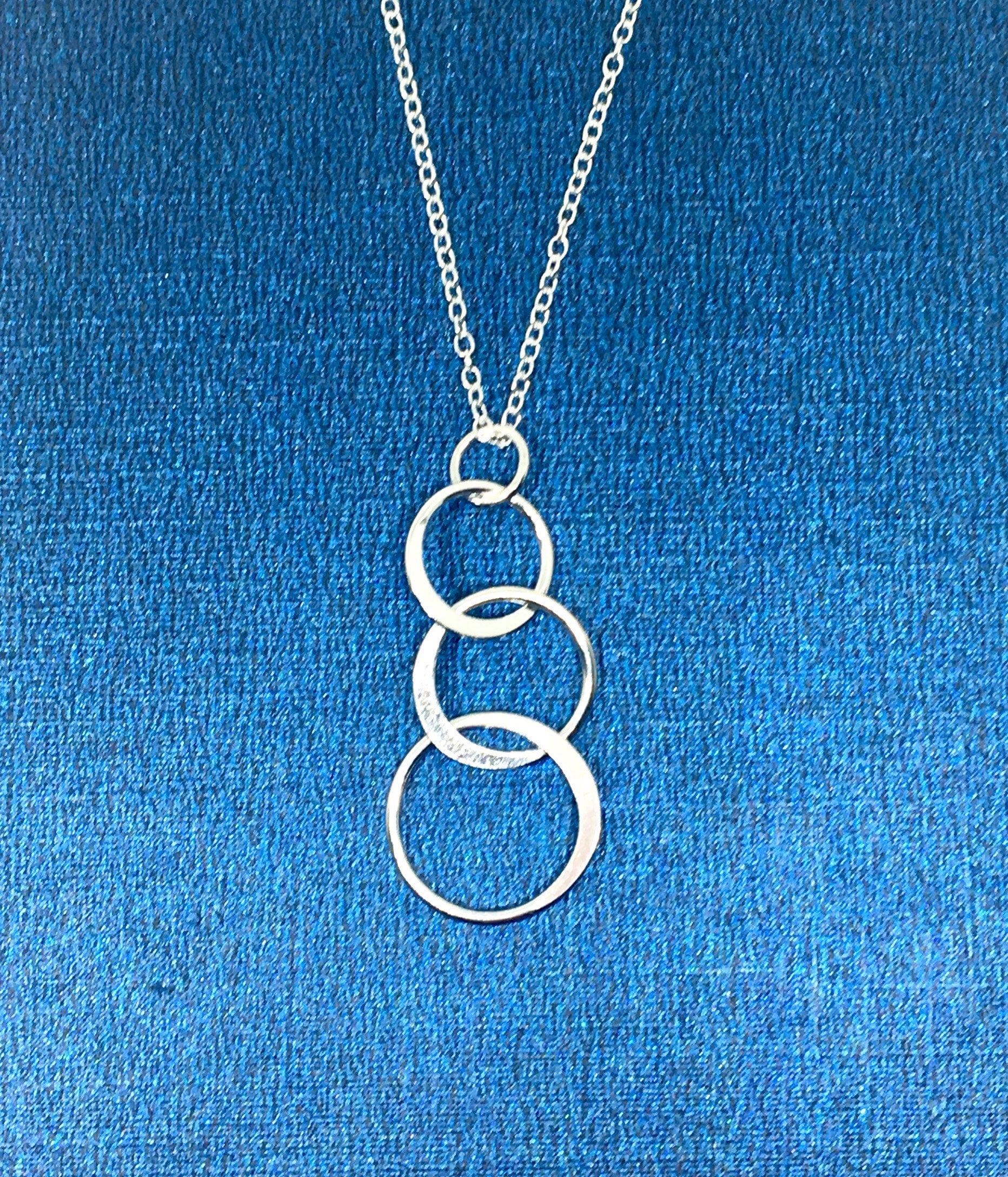 Sterling Silver Three Ring Necklace Pendant Sterling Silver - Etsy UK