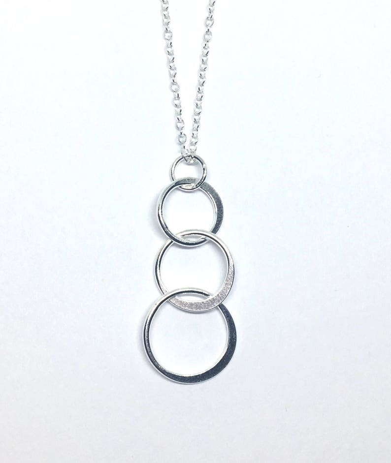 Sterling Silver Three Ring Necklace Pendant Sterling Silver - Etsy UK