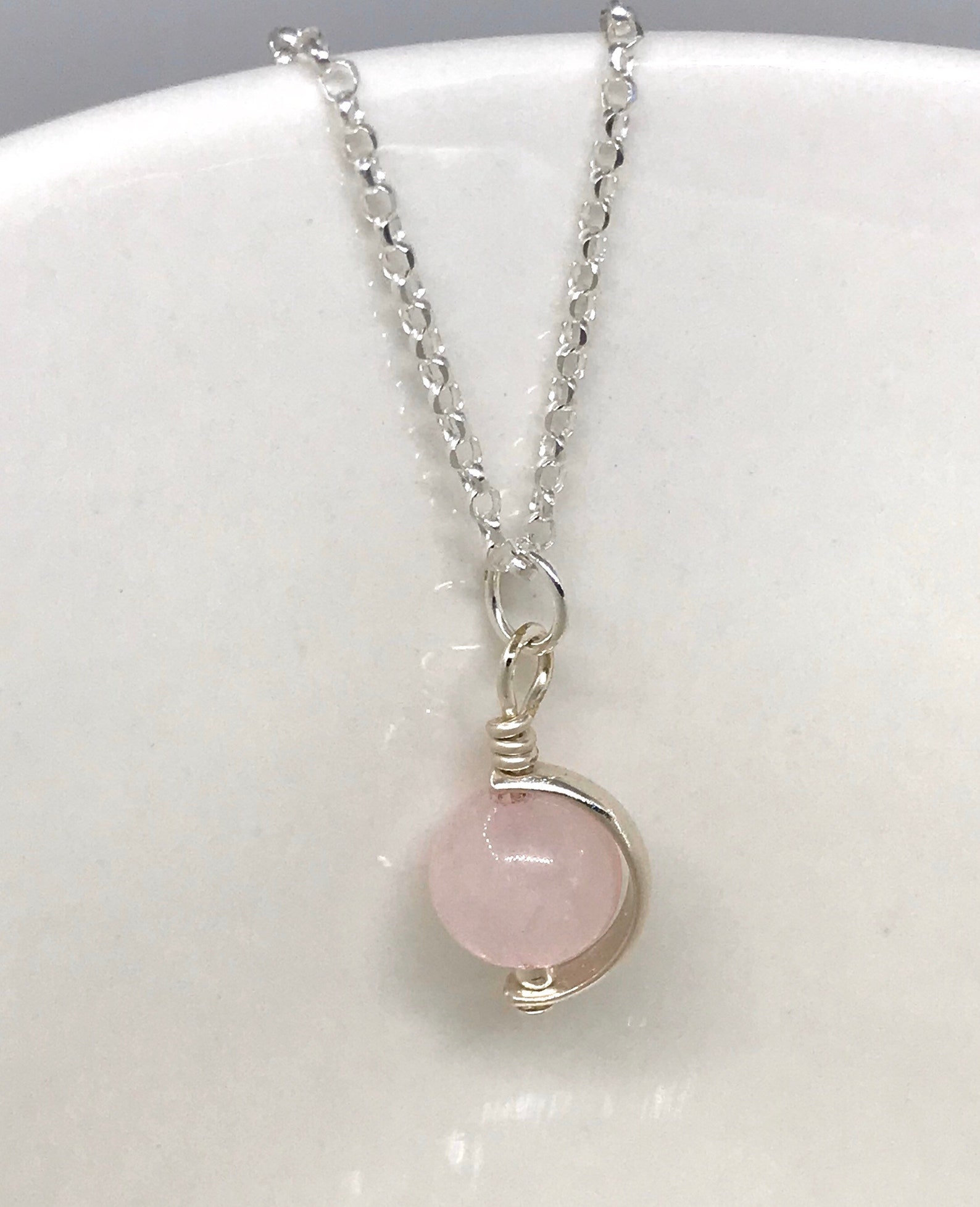 Pendentif en quartz rose en argent sterling collier en quartz | Etsy