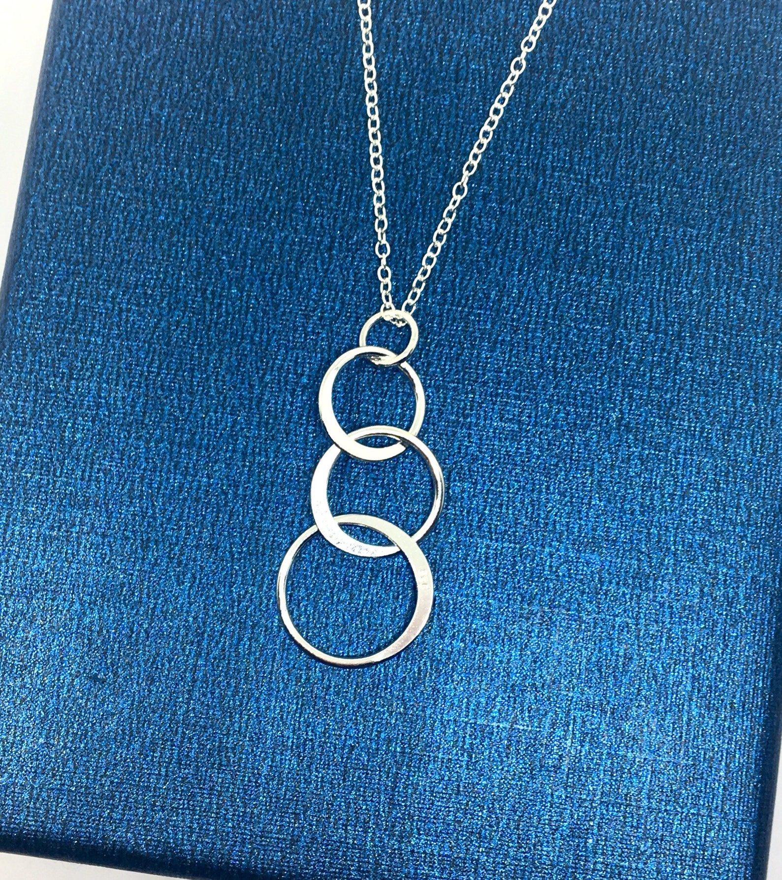 Sterling Silver Three Ring Necklace Pendant Sterling Silver - Etsy UK