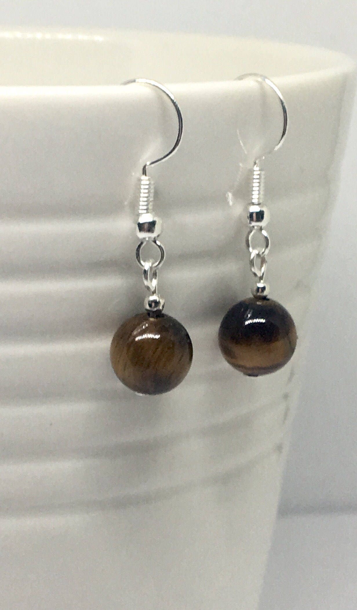 Tiger Eye Earrings 8 Mm Tiger Eye Gemstone Earrings Genuine - Etsy UK