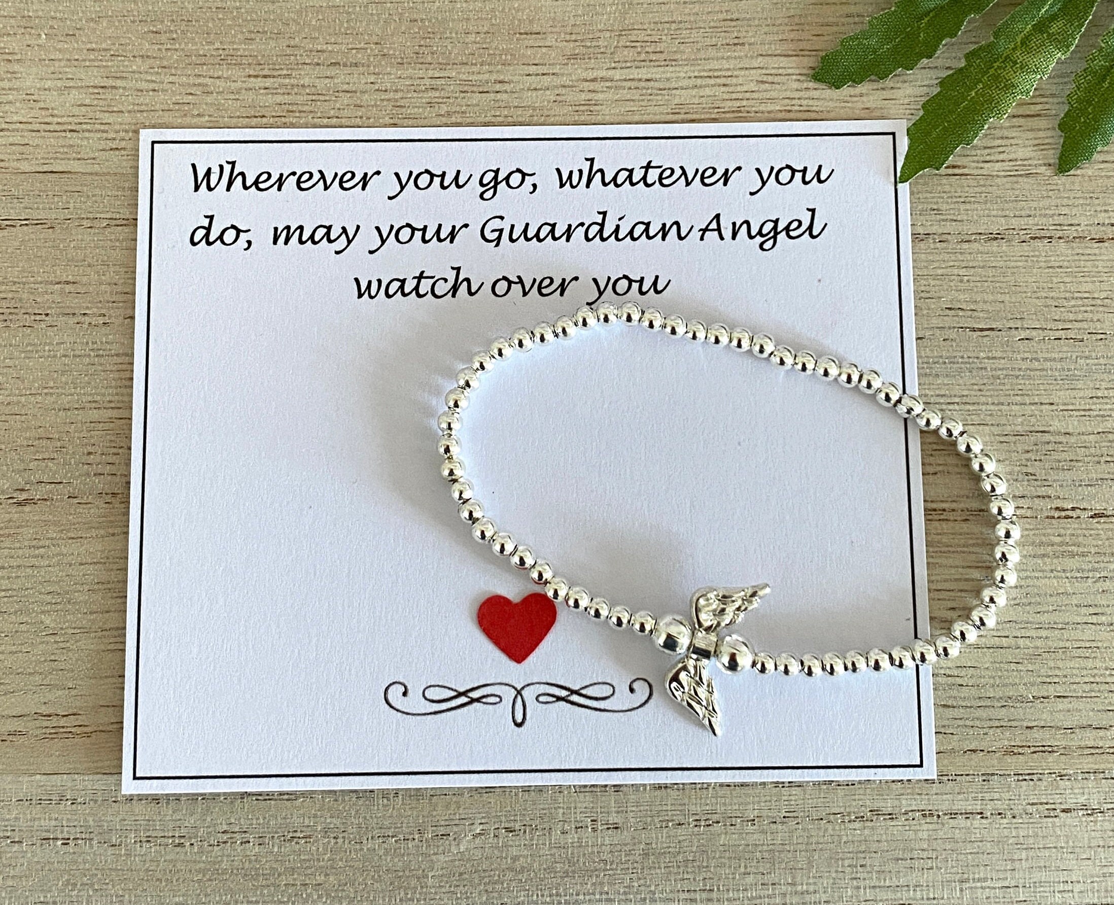 May Your Guardian Angel Watch Over You - Silver Beaded Angel Wing ...