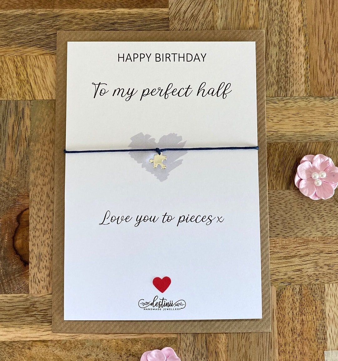 Happy Birthday to My Perfect Half Puzzle Adjustable Cord Bracelet, Love ...