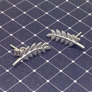 Sterling Silver 925 Leaf Studs Leaf Stud Earrings Silver | Etsy