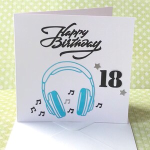 Headphone Happy Birthday Card, Personalised Card, Music Lovers ...