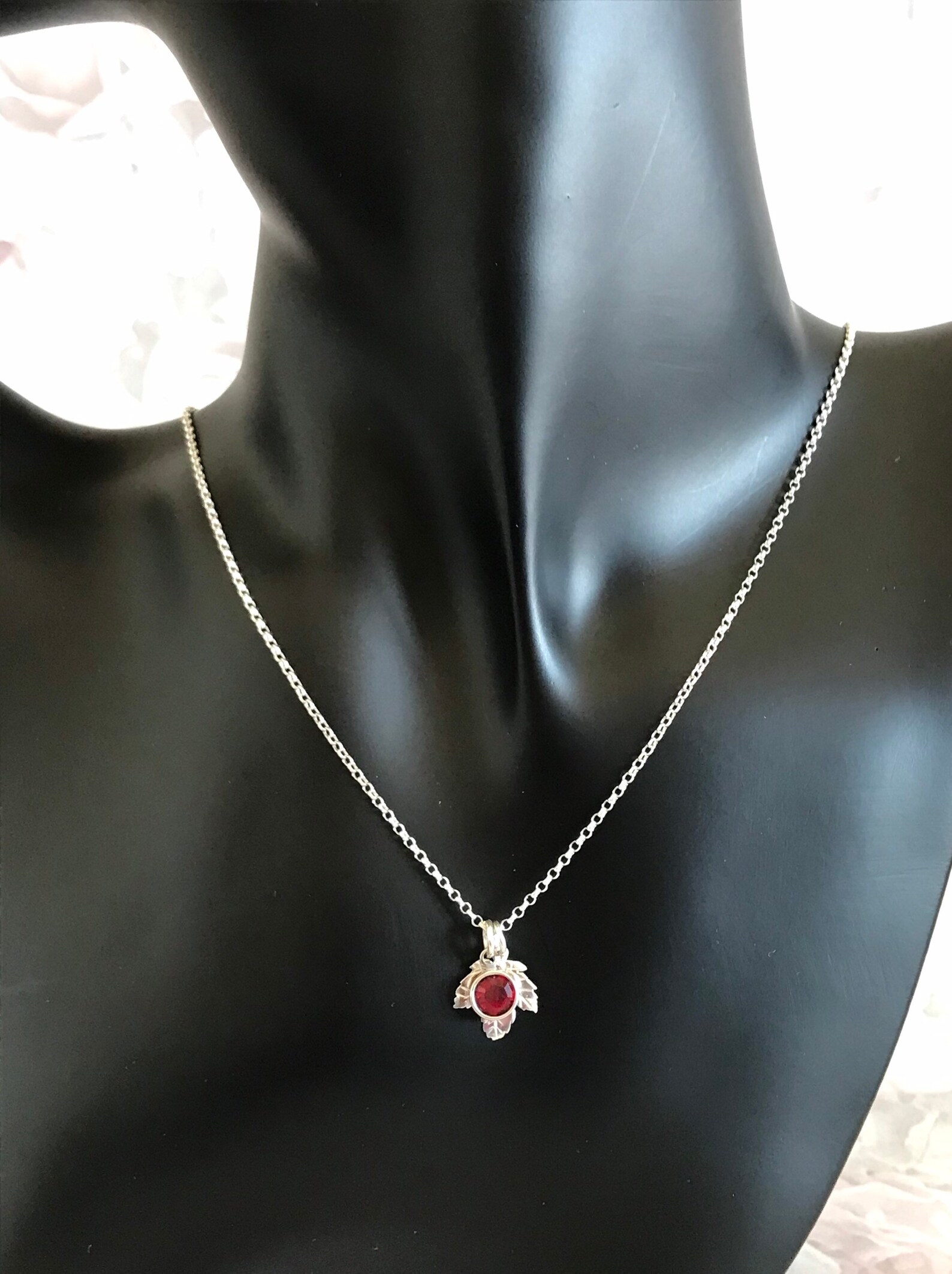 Sterling Silver July Birthstone Necklaces Swarovski - Etsy UK