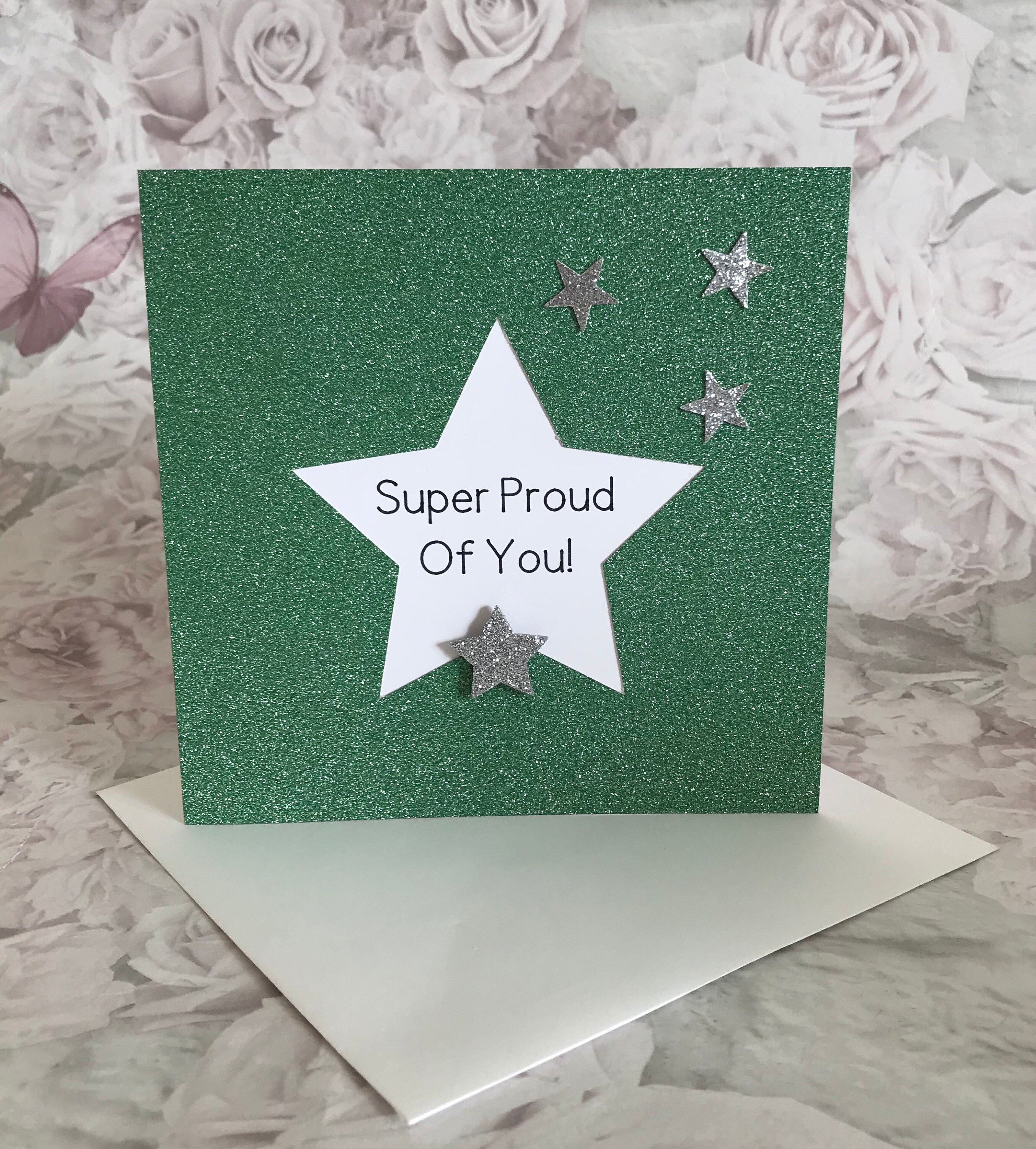 Super Proud Of You Glitter Star Card Proud Of You Well Done | Etsy