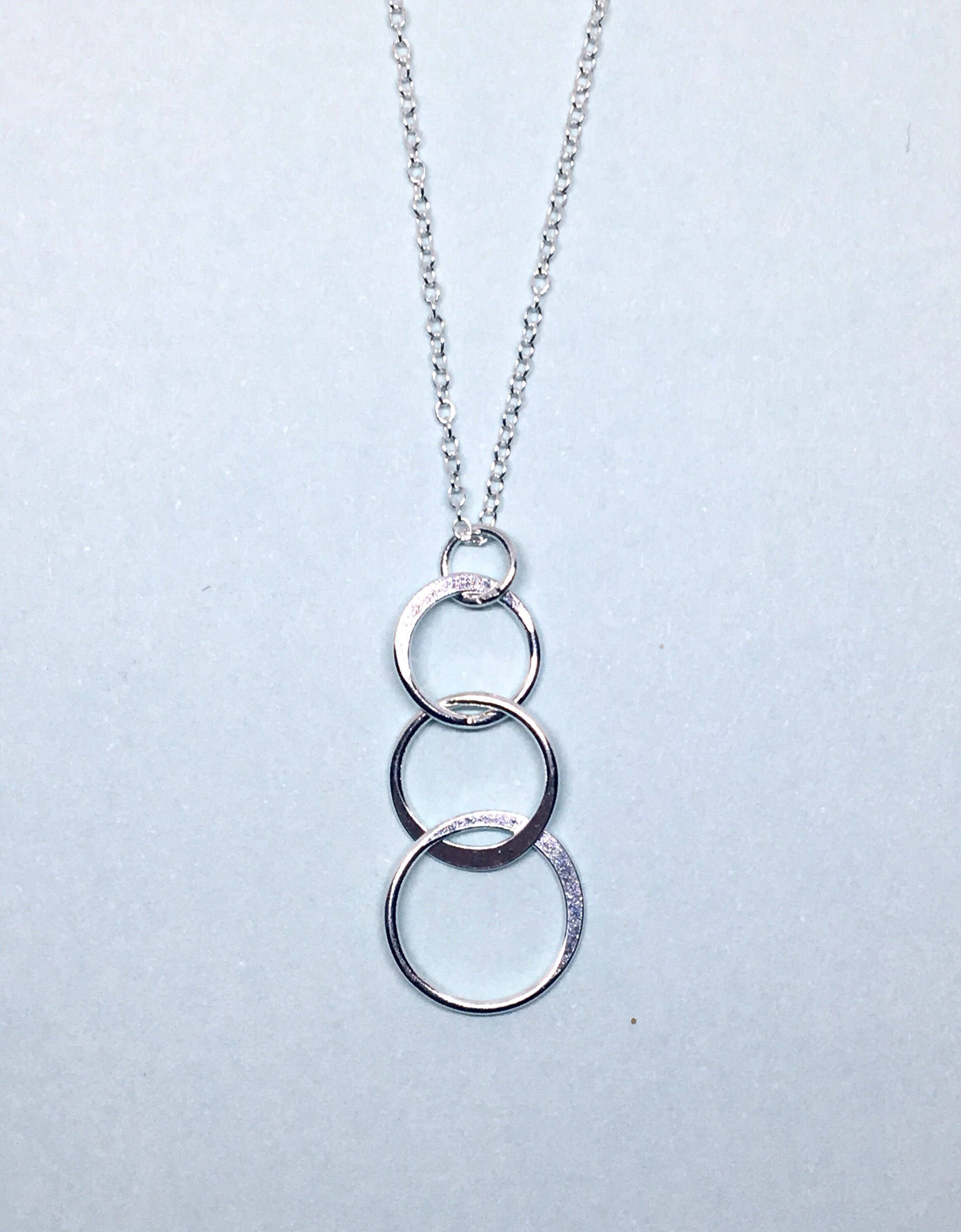 Sterling Silver Three Ring Necklace Pendant Sterling Silver - Etsy UK