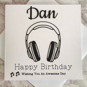 Personalised Headphone Happy Birthday Card, Music Lovers Card,card for ...