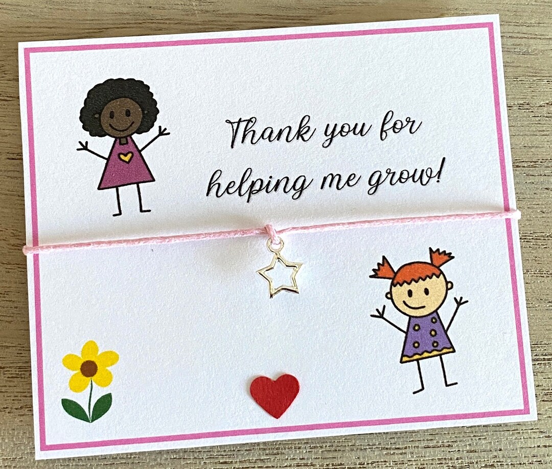 Thank You for Helping Me Grow Adjustable Cord Star Bracelet ...