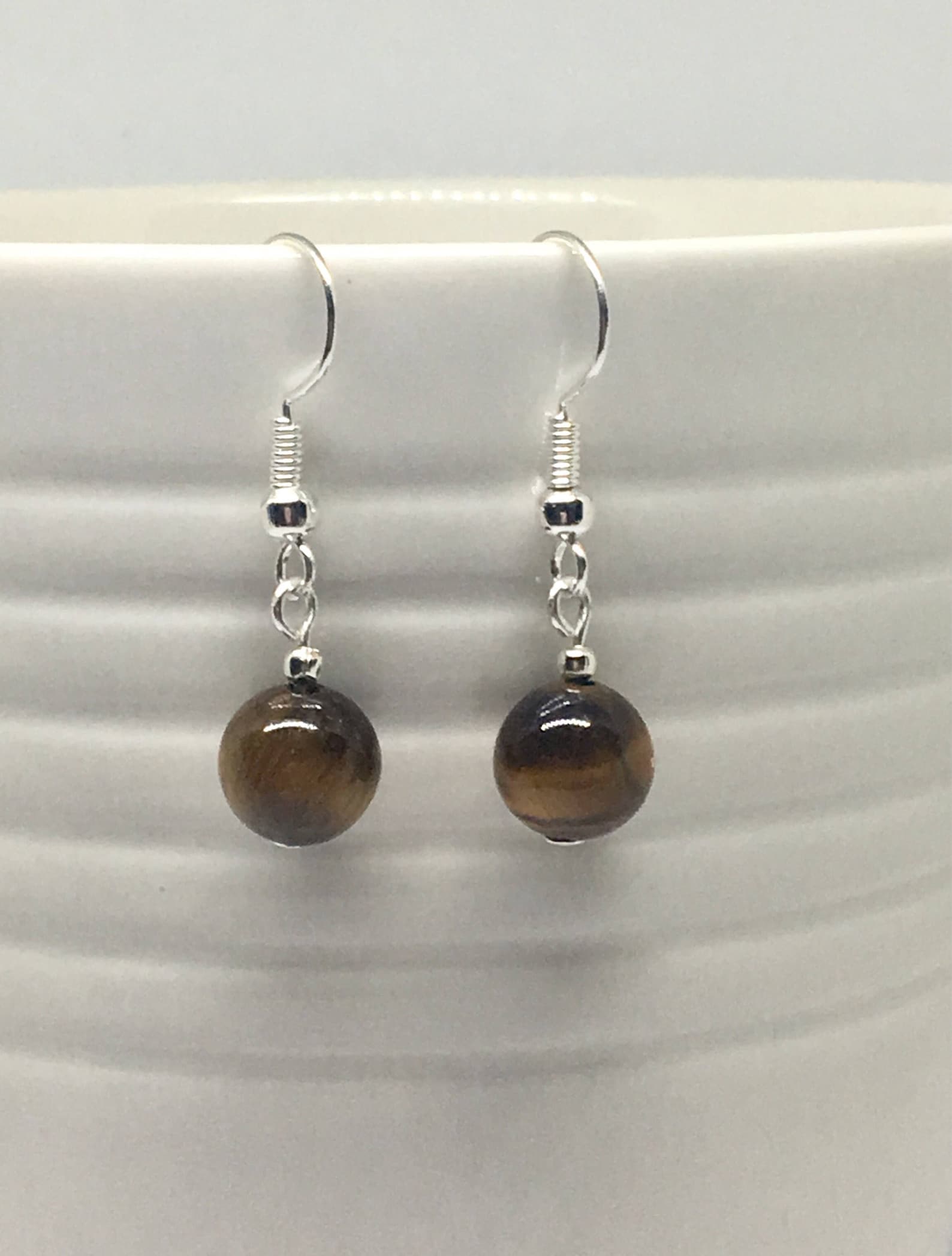 Tiger Eye Earrings 8 Mm Tiger Eye Gemstone Earrings Genuine - Etsy UK