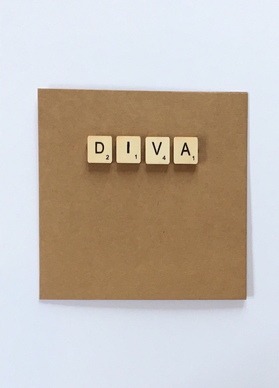 Diva Wooden Tile Card Birthday Card Diva Card Birthday Card | Etsy
