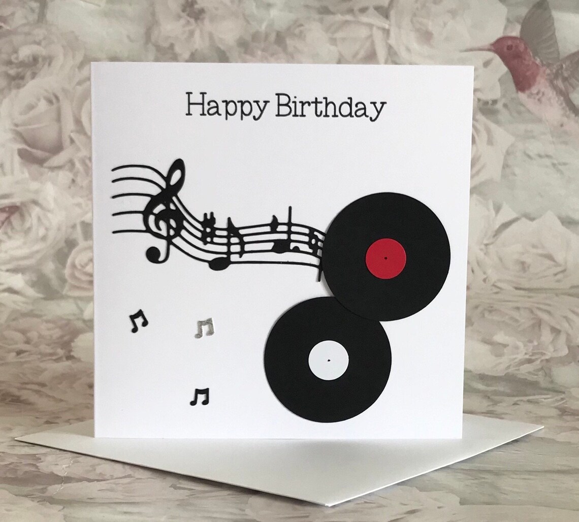 Vinyl Record Birthday Card Retro Record Card for Dad Music | Etsy