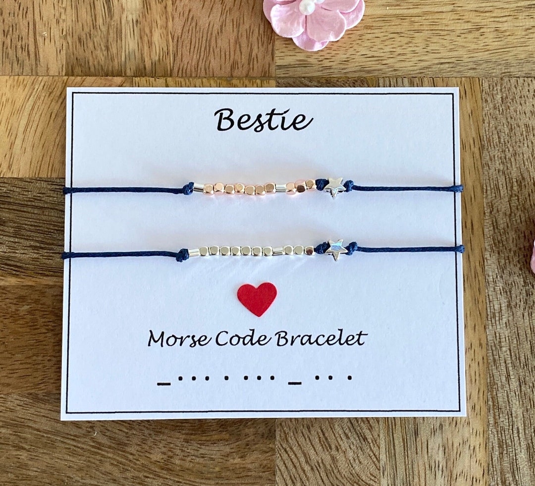 Dainty Bestie Morse Code Adjustable Bracelet With Star, Secret Message ...
