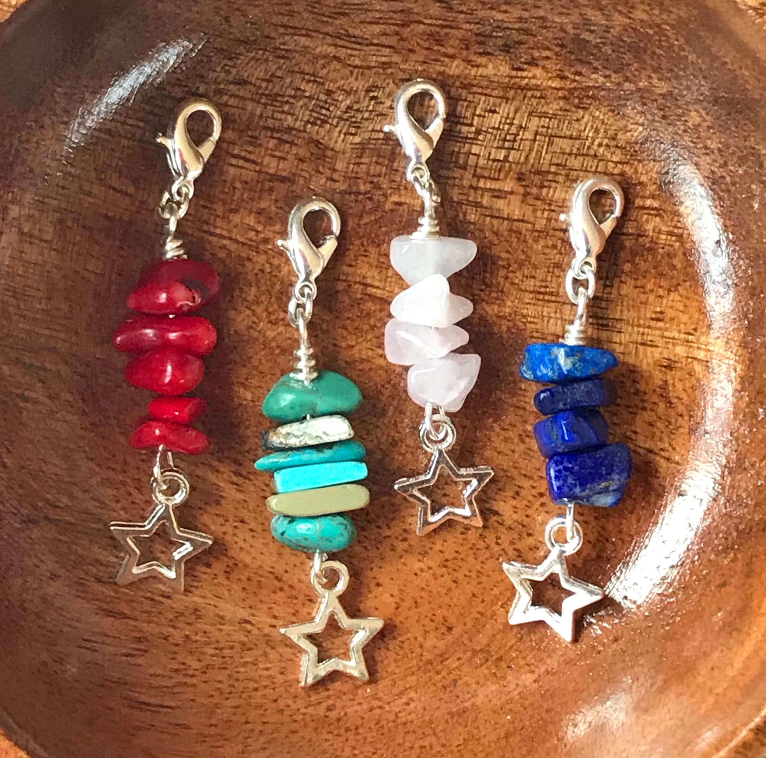 Gemstone Charm Add On, Clip on Charm, Genuine Gemstone Chips, Silver ...