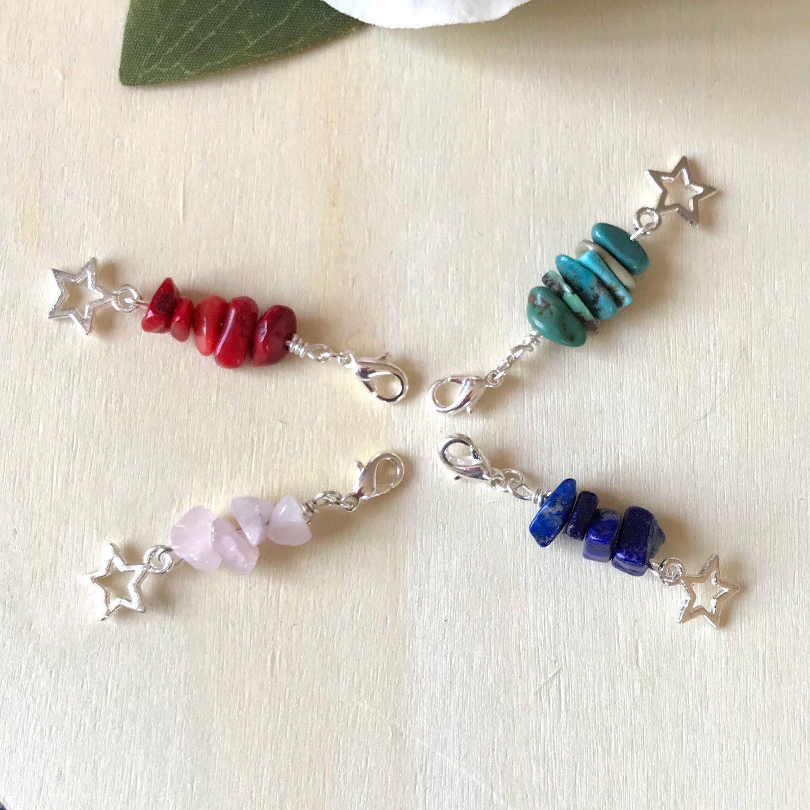 Gemstone Charm Add On, Clip on Charm, Genuine Gemstone Chips, Silver ...
